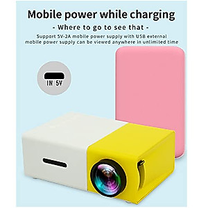 LED Home HD Mini Portable Micro Projector Projector, Mini Projector, New YG300 Portable Projector Full HD1080P Multi Interface Home Entertainment TV Movie Projector with HDMI/USB Kids Gifts (Yellow)
