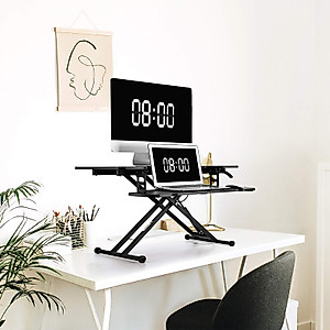 FLEXISPOT 31 inch Standing Desk Converter | Height Adjustable Stand Up Desk Riser, Black Home Office Desk Laptop Workstation with Removable Keyboard Tray (M18M)