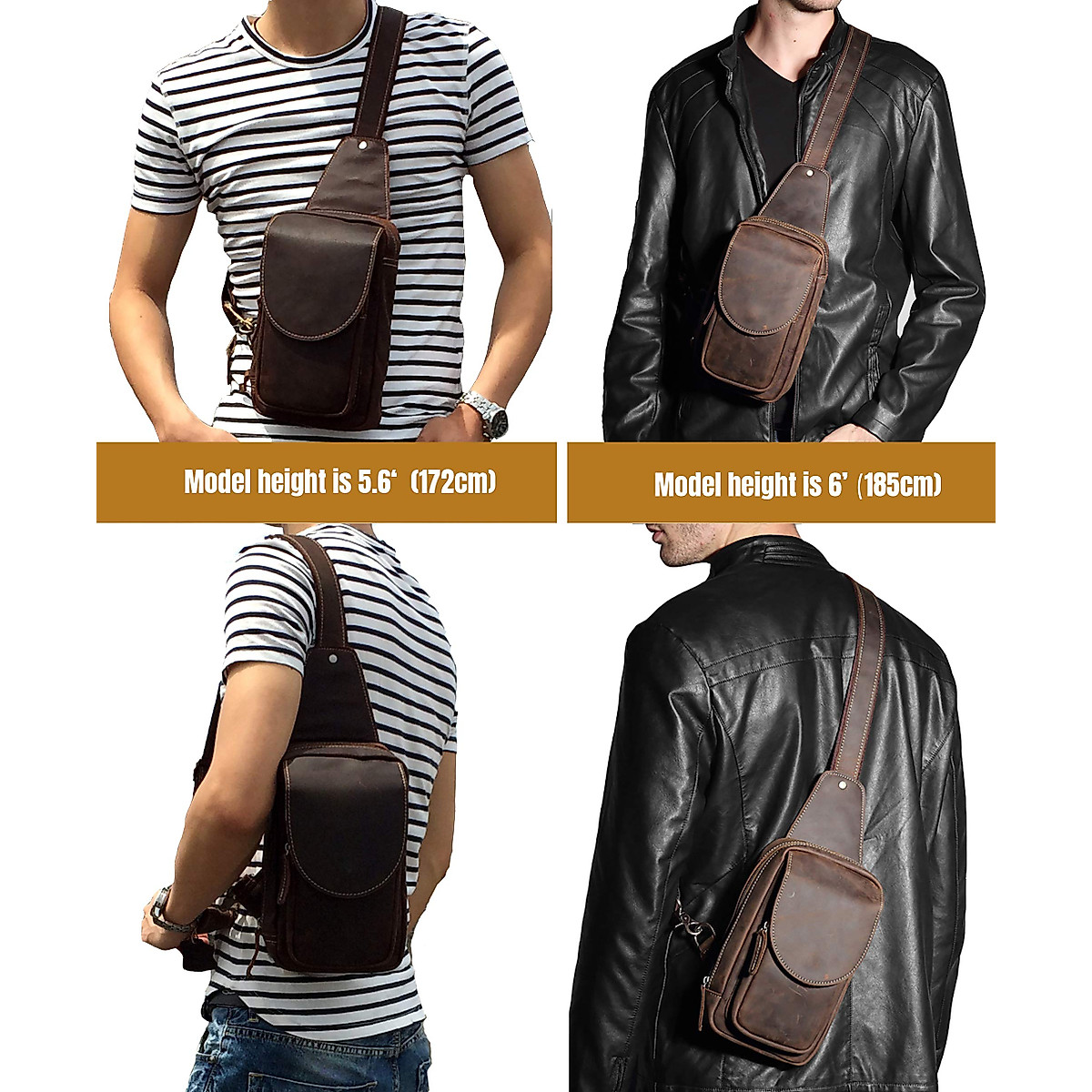 EVERDOSS Sling Backpack Leather Chest Pack Crossbody Travel Hiking Bag