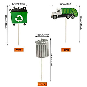Garbage Truck Birthday Party Supplies Garbage Truck Cupcake Toppers for Trash Truck Waste Management Recycling Party Supplies