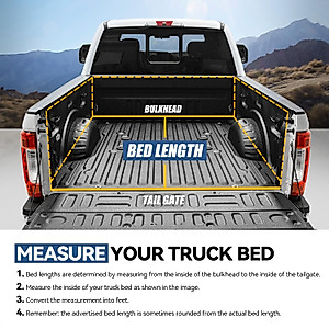 Auto Dynasty [New Upgrade Model] FRP Hard Solid Tri-Fold Adjustable Truck Tonneau Cover Compatible with Ford F250 F350 F450 Super Duty Dually 6.8Ft Fleetside Beds 1999-2016, Black Powdercoated