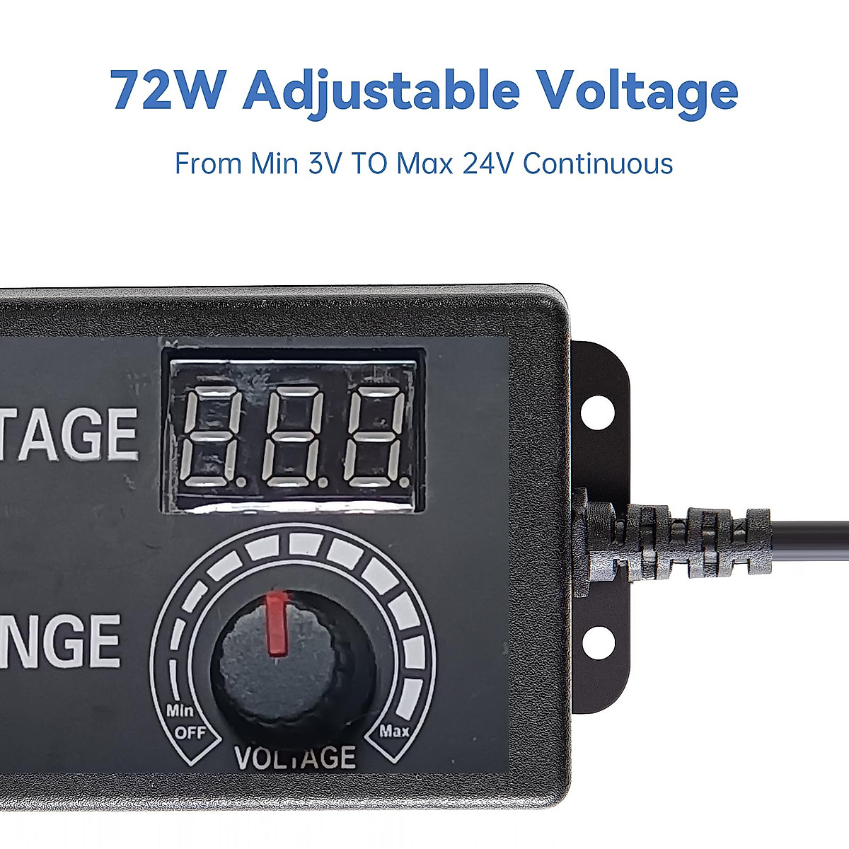 HZHFCB 3V-24V 3A 72W Power Supply Adjustable DC from 3V to 24V Variable Universal Continuous AC/DC Adapter 100V-240V AC to DC Converter with 8 Tips.