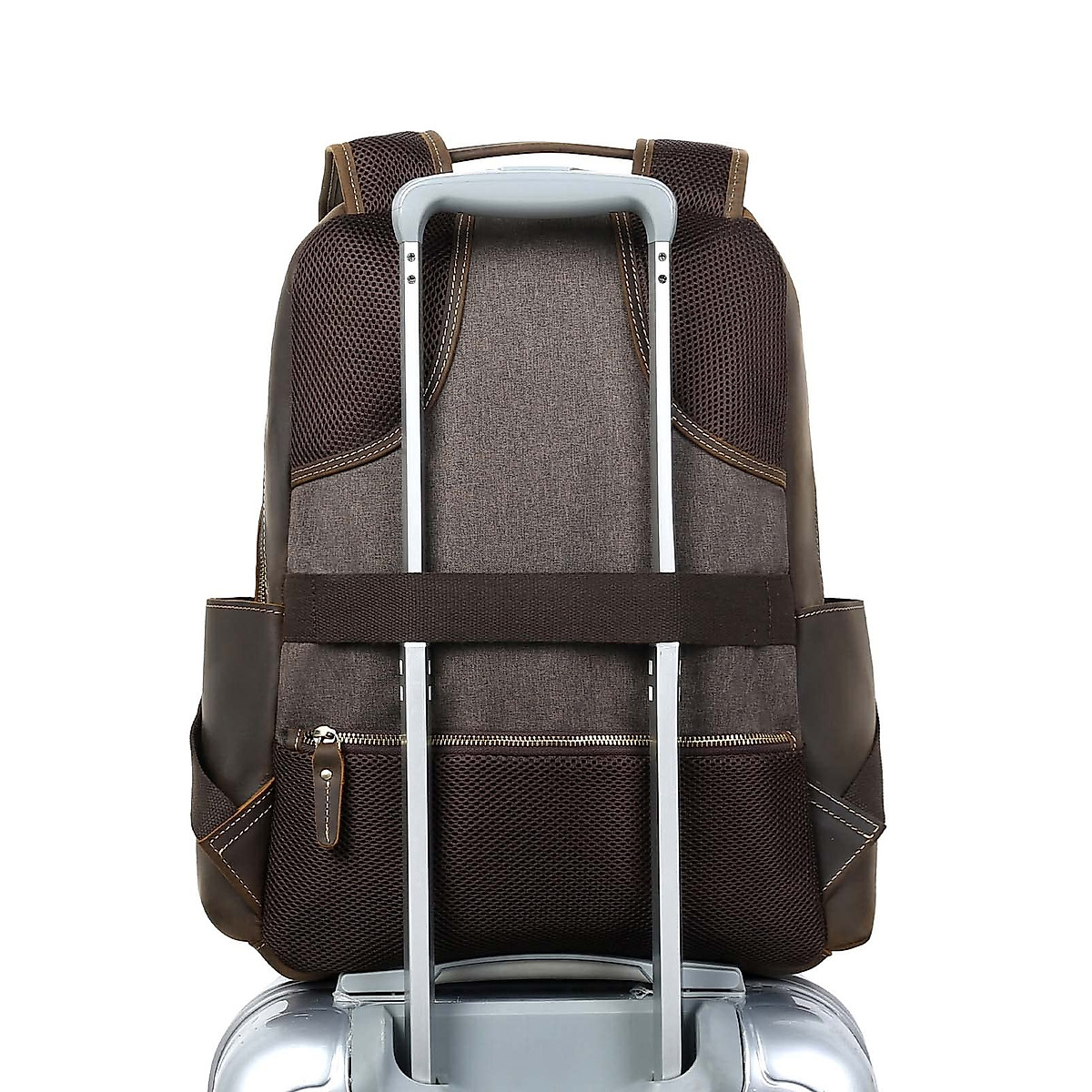 Taertii Full Grain Genuine Leather Backpack for Men, 16" Laptop Rucksack Backpack for Travel Business Shool 32L - Brown