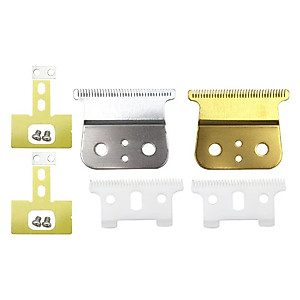 2 Pairs of Replacement T Blade Outliner Trimmer Blades in Silver and Gold with Screws, Sliders and Gaskets