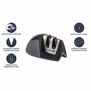 KitchenIQ 50009 Edge Grip 2-Stage Knife Sharpener, Black