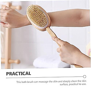 MARMERDO Bath Scrubber for Body Shower Scrub Brush for Body Lotion for Men Back Scrubber Back Scrubber for Bath Body Scrub Brush Exfoliating Brush Bullet Bath Brush Wooden Scraper Man Body