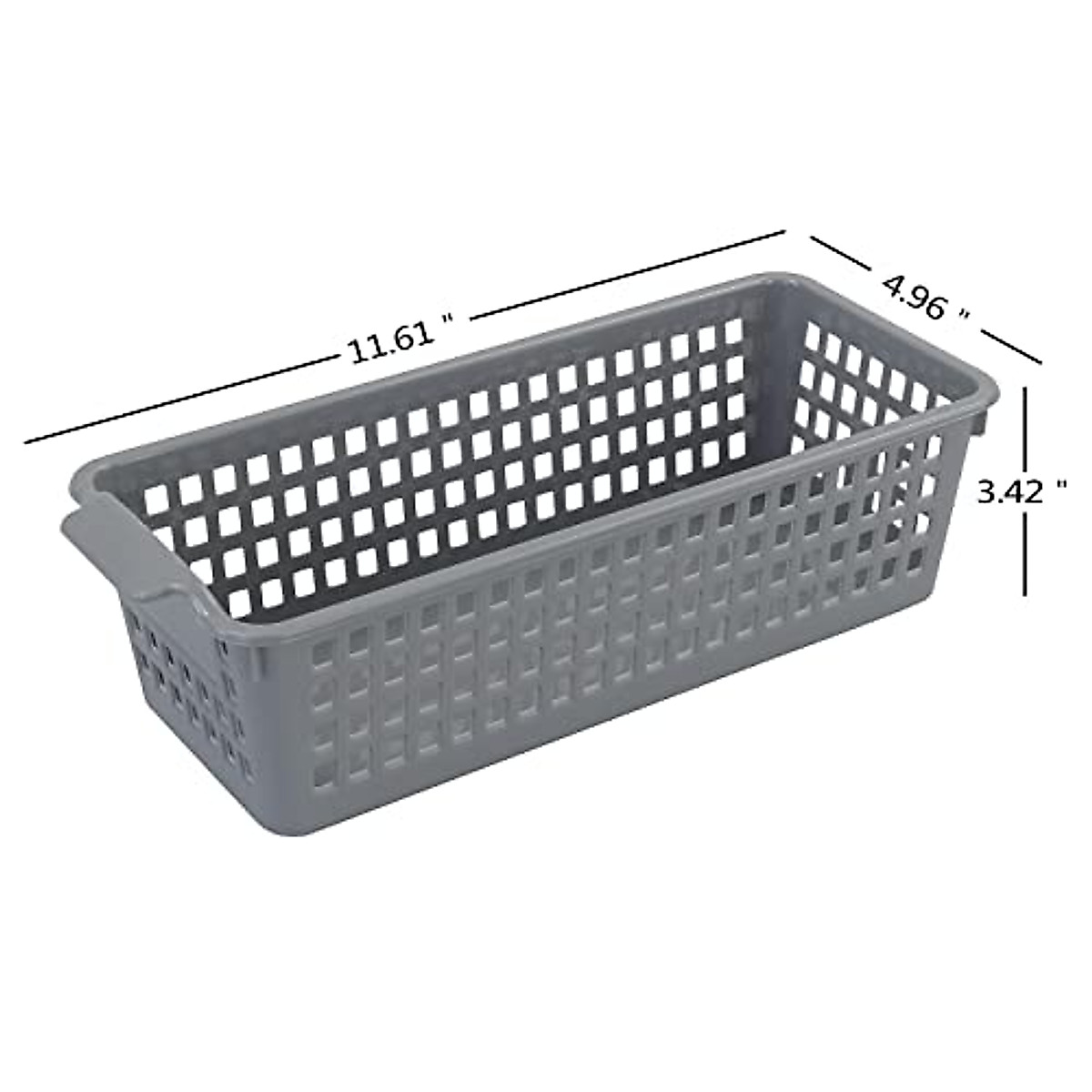 Yarebest Plastic Storage Bins, Small Basket, 6 Pack Grey Baskets