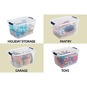 Rubbermaid Cleverstore Clear 30 Qt/7.5 Gal, Pack of 6 Stackable Plastic Storage Containers with Durable Latching Clear Lids, Visible Storage, Great for Closet, Laundry, and Kitchen