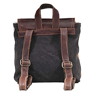 Myra Bag Hanging Buckle Upcycled Canvas & Cowhide Leather Backpack S-1609