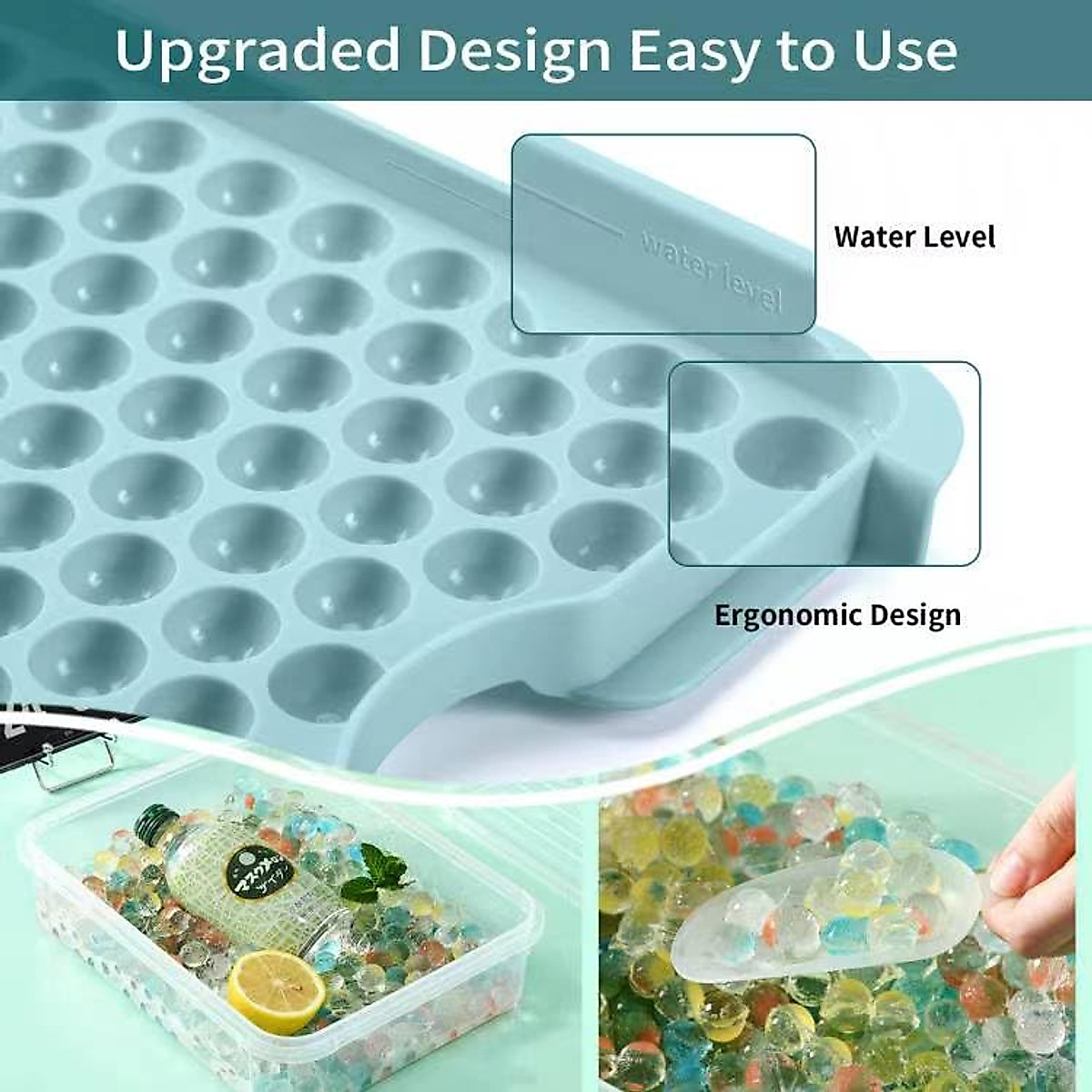 ARTLEO Mini Ice Cube Tray, Round Ice Ball Maker Mold for Freezer with Bin & Scoop, Upgraded Small 123x2 PCS Tiny Ice Cube Tray Easily Release for Chilling Drinks, Coffee, Cocktail, Juice, BPA Free