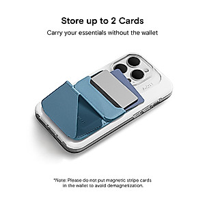 MOFT MagSafe Wallet for iPhone 15/14/13/12 Series, Strong Magnetic Phone Card Holder Fit 2 Cards & 3 Viewing Angles & Stain-Resistant Vegan Leather Phone Stand,Windy Blue
