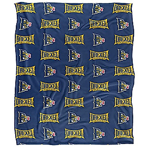 Drexel University Blanket, 50"x60" Logo Pattern, Silky Touch Sherpa Back Super Soft Throw Blanket