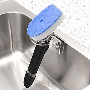 2 Pack Dish Brush Holder, Kitchen Clear Acrylic Sink Caddy Organizer, Vertical Scrub Brush Holder - Secure Suction Seals to Kitchen Sink(Clear)