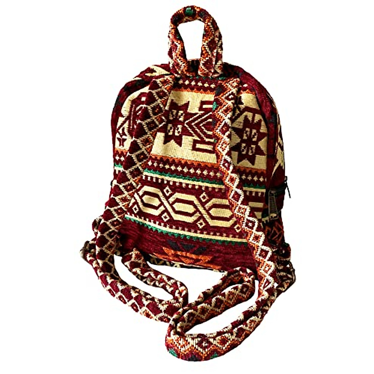 LEMOSE Fashion Backpack Purse for Women, Vintage Boho-Hippie Shoulder Daypack, Small Casual Bag, Ethnic Turkish Pattern Embroidered Chenille Woven Backpacks, Stylish Design Cute Travel Bags