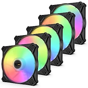 darkFlash 120mm RGB Case Fan, CX6 Addressable ARGB Fan with RGB PWM Fan Hub, High Airflow 5V Motherboard Sync, Ultra Quiet, PWM Static Pressure Fan, High Performance Computer Case Fans, 5 Pack
