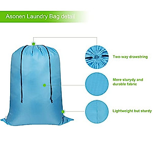 Asonen Travel Dirty Laundry Bags 27 x 36 inch [2 Pack] Heavy Duty Drawstring Organizer Bag Tear Resistant Clothes Organization Storage for Home Dorm Camp Trip College 68 x 90cm (Blue)