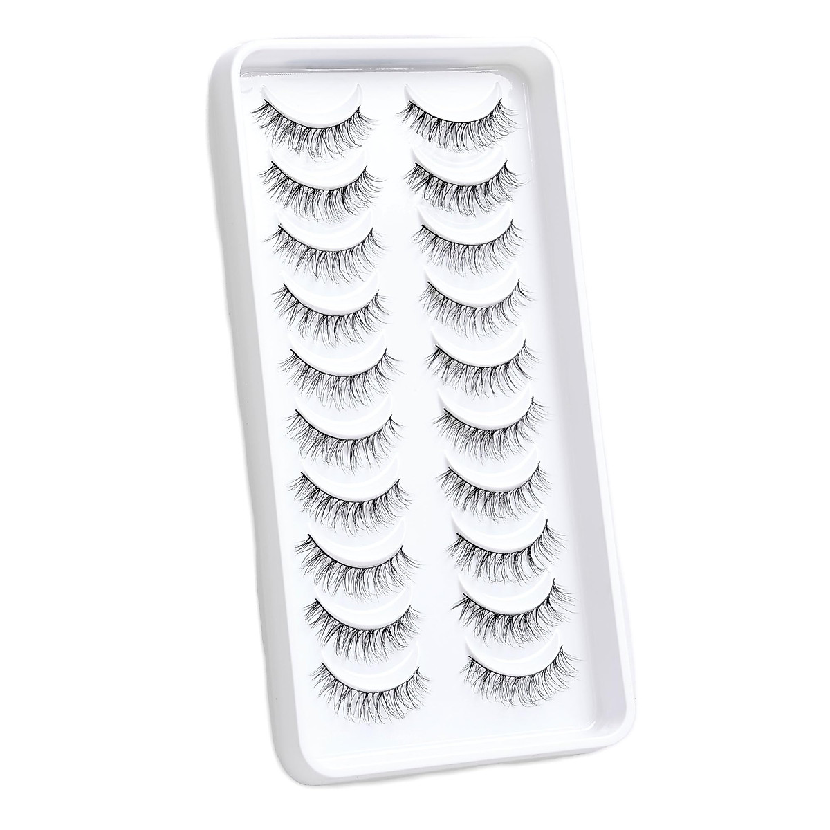 Lashes Natural Look, Wispy Eyelashes, Jiocolor False Eyelashes Natural Look, Fluffy Fake Mink Lashes,12 mm Strip Lashes 10 Pairs D1