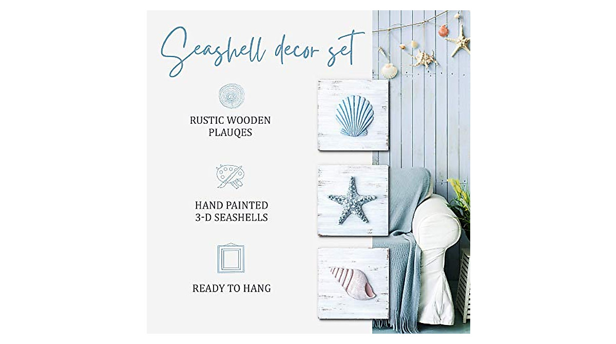 Tide and Tales 3D Seashell Wall Art - Coastal Decor Set of 3