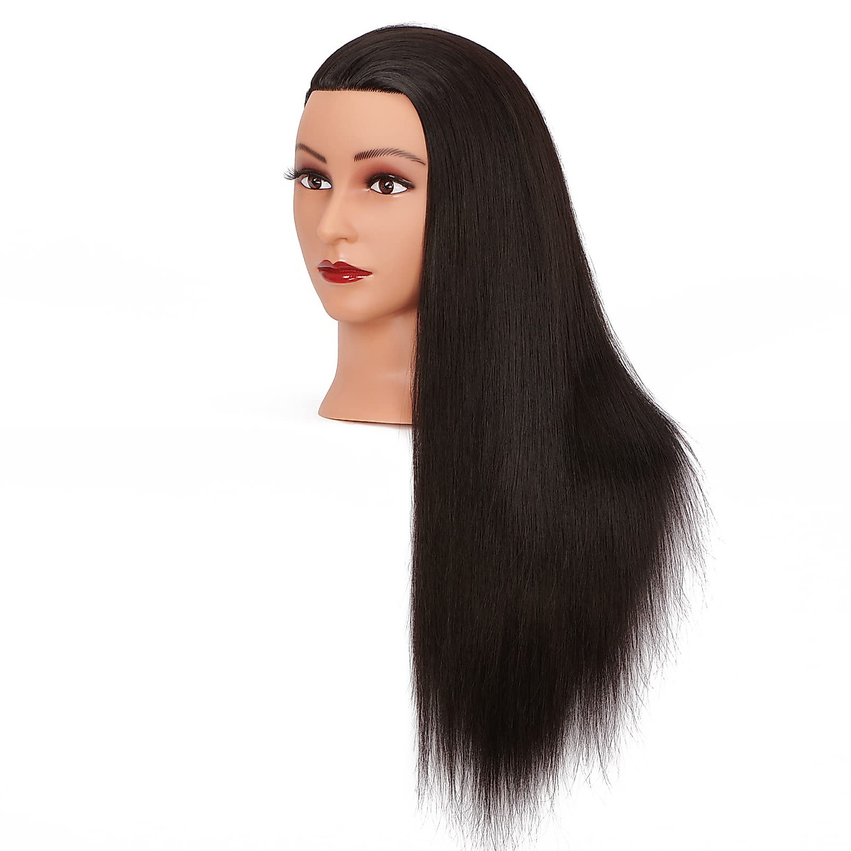 Hairginkgo Mannequin Head 26"-28" Synthetic Fiber Training Head Braiding Head Hair Styling Manikin Cosmetology Doll Head Hairdresser Training Model for Cutting Braiding Practice with Clamp 92022LB0220