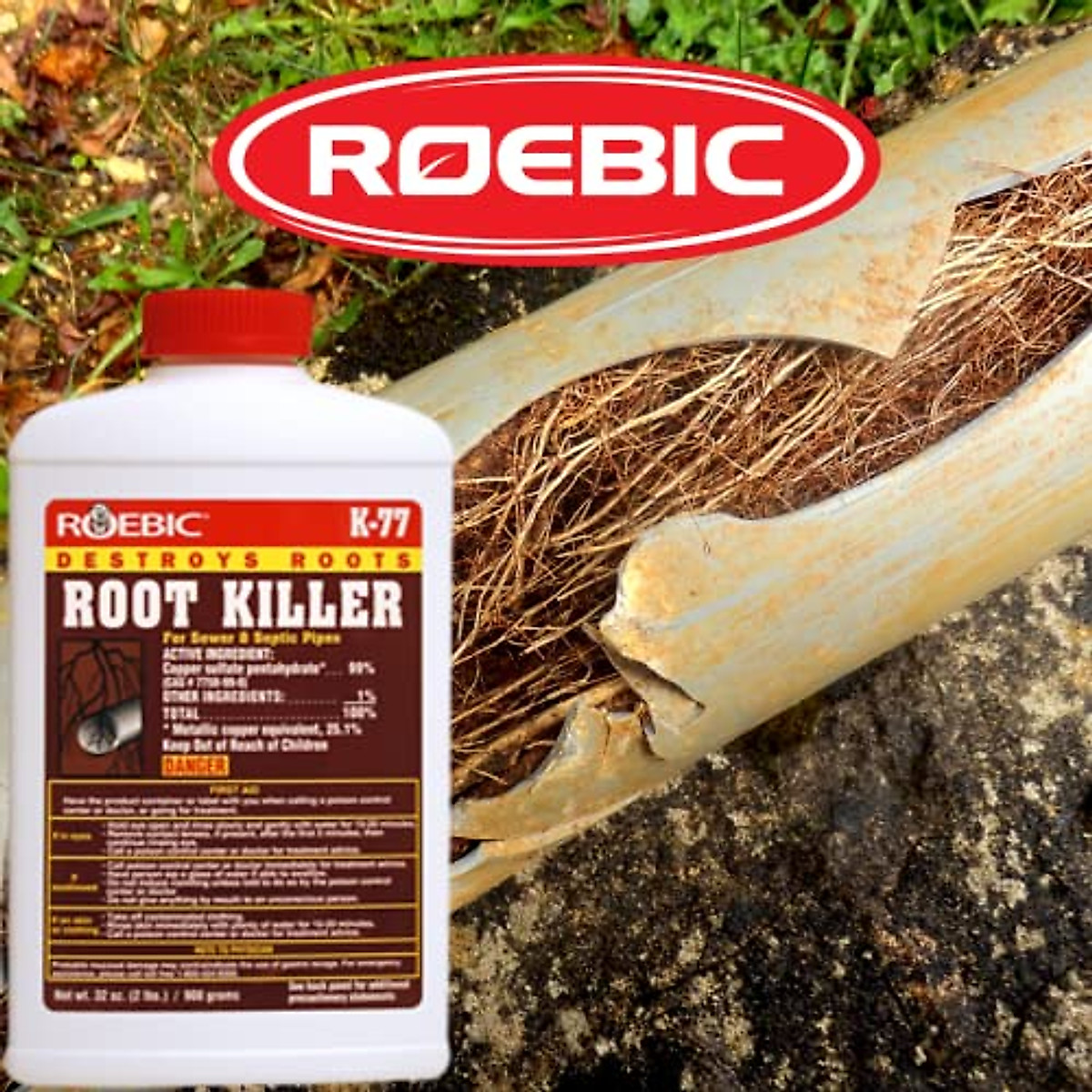Roebic K-77 Root Killer for Sewer and Septic Systems, Clears Pipes and Stops New Growth, Safe for All Plumbing
