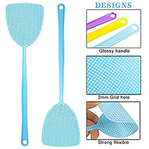 HAREOOS 6 Pack FlySwatters Set Plastic Fly Swatter Multi Pack, 17.5” Long Handle Manual Fly Swatters, Strong Flexible Fly Sweaters(6 Pack,3 Colors)
