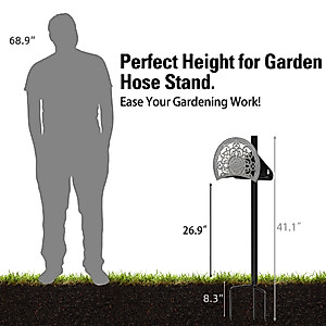 GOFORWILD Garden Hose Holder Butler, Decorative Sturdy Water Hose Rack, Durable Wall Hose Hanger, Holds 125-Feet of 5/8-Inch Hose, Hose Reel, Made of Stainless Cast Aluminum, 7009