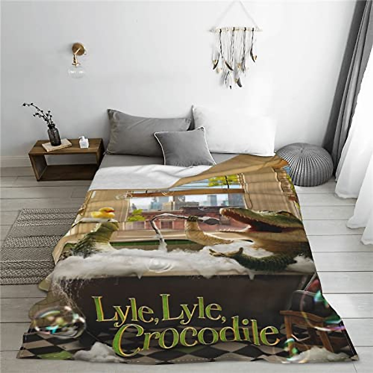 sunmond Crocodile Blanket Ultra-Soft for Couch Bed Warm 50''x40'' Fleece Plush Throw Blanket Suitable for All Season, Black