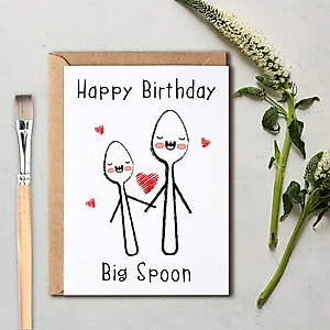 OystersPearl Happy Birthday Big Spoon - Cute Happy Birthday Card Funny Love Romantic Sweet - Valentine's Day Card - Happy Birthday Card