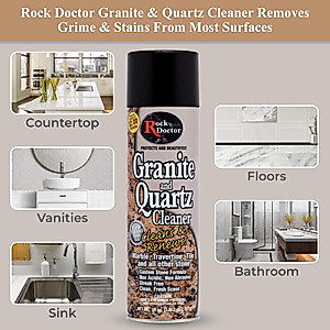 Rock Doctor Granite & Quartz Cleaner Spray 18 oz. Can, Cleans Tile, Marble, Kitchen Countertop, and Natural Stone Surfaces, Streak-Free Shine Pack of 2