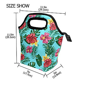 Sletend Palm Leaves Flower Floral Insulated Lunch Bag Portable Zipper Lunch Bag for Kids Adult Teen Men Women,Reusable Lunch Boxes Lunchboxes Meal Prep Handbag for Work School Travel Picnic