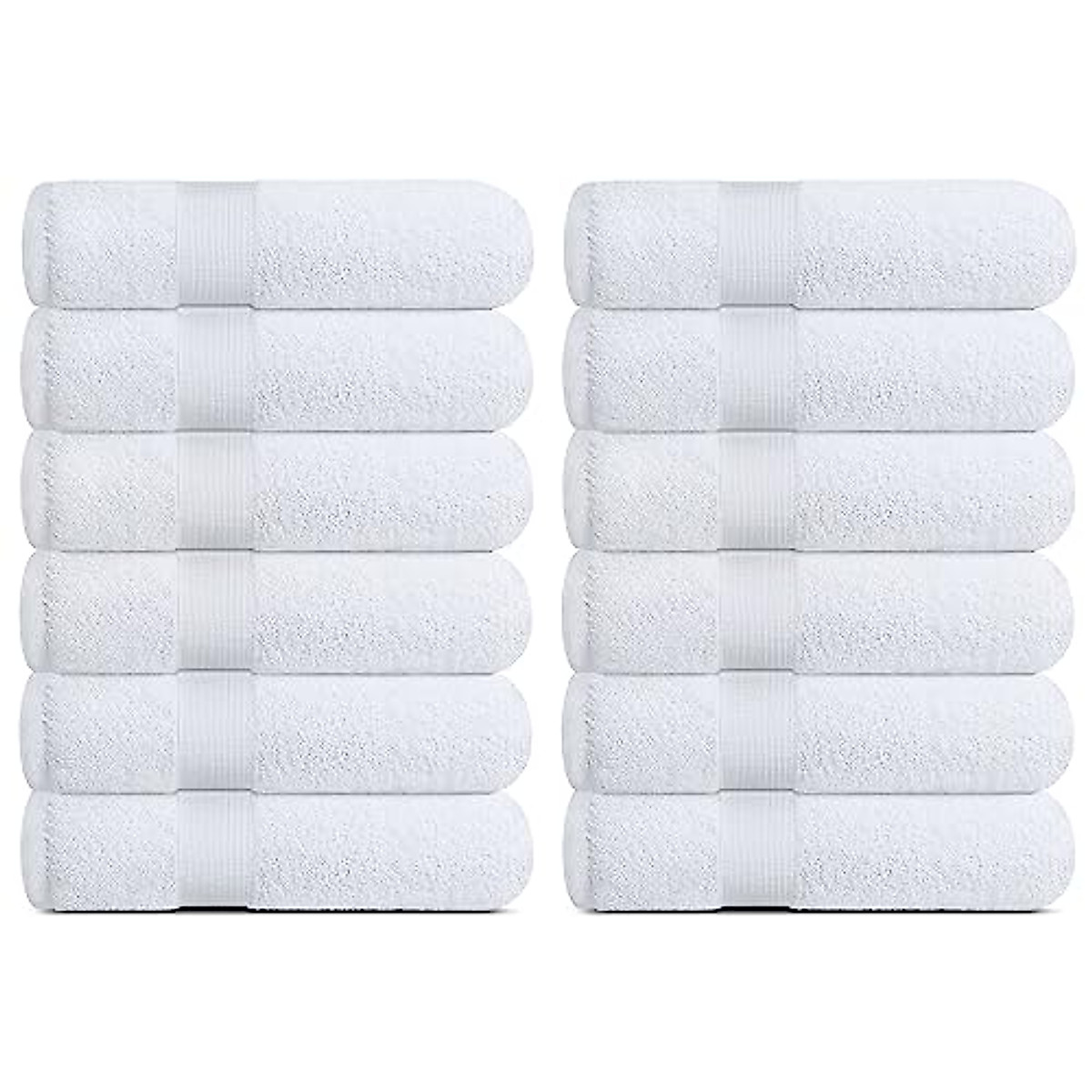 Resort Collection Soft Washcloth Face & Body Towel Set | 12x12 Luxury Hotel Plush & Absorbent Cotton Washclothes [12 Pack, White]