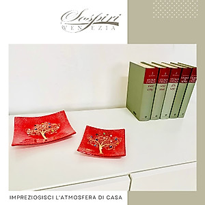 SOSPIRI VENEZIA Glass Decorative Plate Murano Glass Decorative Bowl, Gift Decoration Centerpiece Tree of Life, Catchall Bowl Catchall Tray for Entrance Table Console Living Room Dining Table 3,5"x3,5"