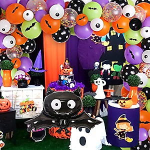 Halloween Balloon Garland Arch Kit for happy BOO Day Parties BOO Bat Foil Balloons 3D Bat Wall Stickers Black Purple Green Orange Halloween Party Decorations Supplies