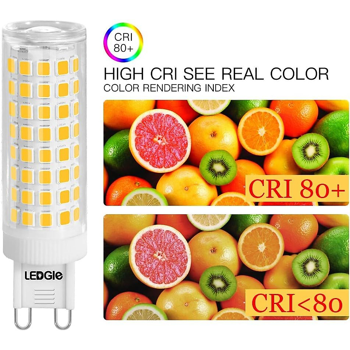 LEDGLE 5Pcs G9 LED Bulb 10W(100W Halogen Equivalent), 100LEDs 900LM 3000K Warm White Light for Ceramic G9 Bi Pin Base, Suit for Ceiling Chandeliers Light, No Flicker, Non-dimmable