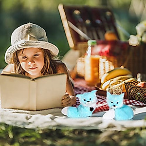 2-Piece Blue Mini Fox Simulation Toy Figures - Fur-Stuffed, Standing & Sitting Plush Action - for Home, Office & Bag Decoration (3.94x3.54 in, 3.15x2.75 in)