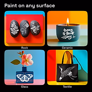 ARTISTRO 2 White Acrylic Paint Pens, Acrylic Paint Markers Dual Tip (Brush + Fine 1 mm), Acrylic Markers for Fabric, Canvas, Rock, Glass, Wood, Paper, DYI, Paint Markers for Kids and Adults