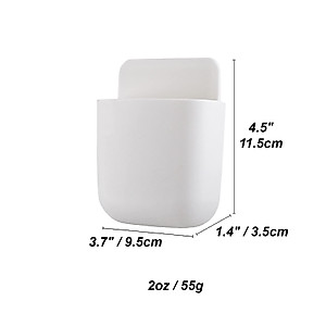 Remote Control Holders 3 Pcs Wall Mount Remote Holder Self Adhesive Remote Case Hole-Free Storage Organizer Adhesive Pen Holder Wall Sticky Cubicle For Home Office School Pencil Phone Charging White