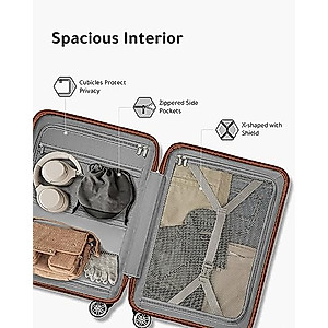 LUGGEX Carry On Luggage 22x14x9 Airline Approved - PC Expandable Hardside Luggage with Spinner Wheels - 4 Metal Corner Hassle-Free Travel