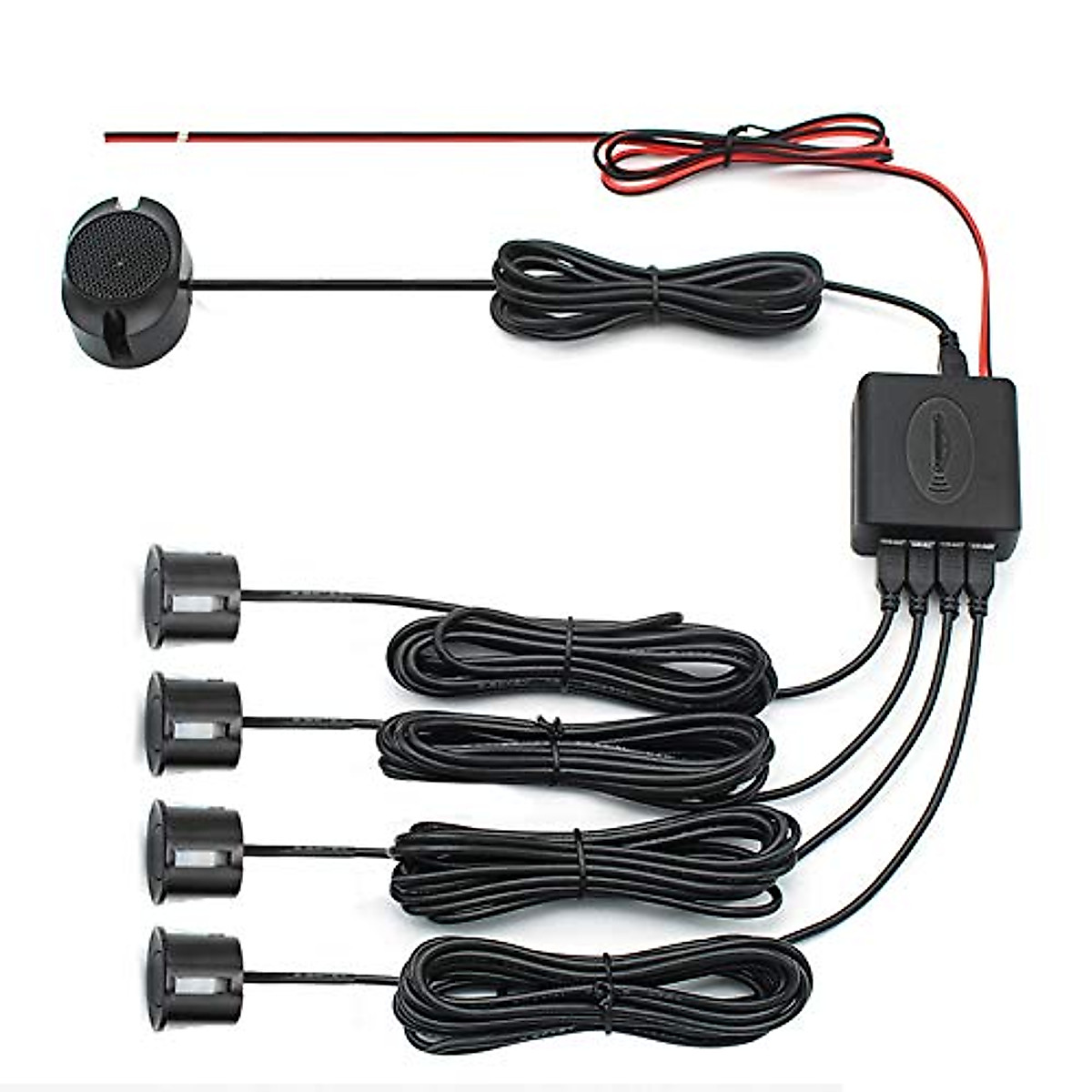 Akozon Car Reverse Backup Parking Sensor Radar System Reversing Assistance Kit with Audio Buzzer Alarm Alert