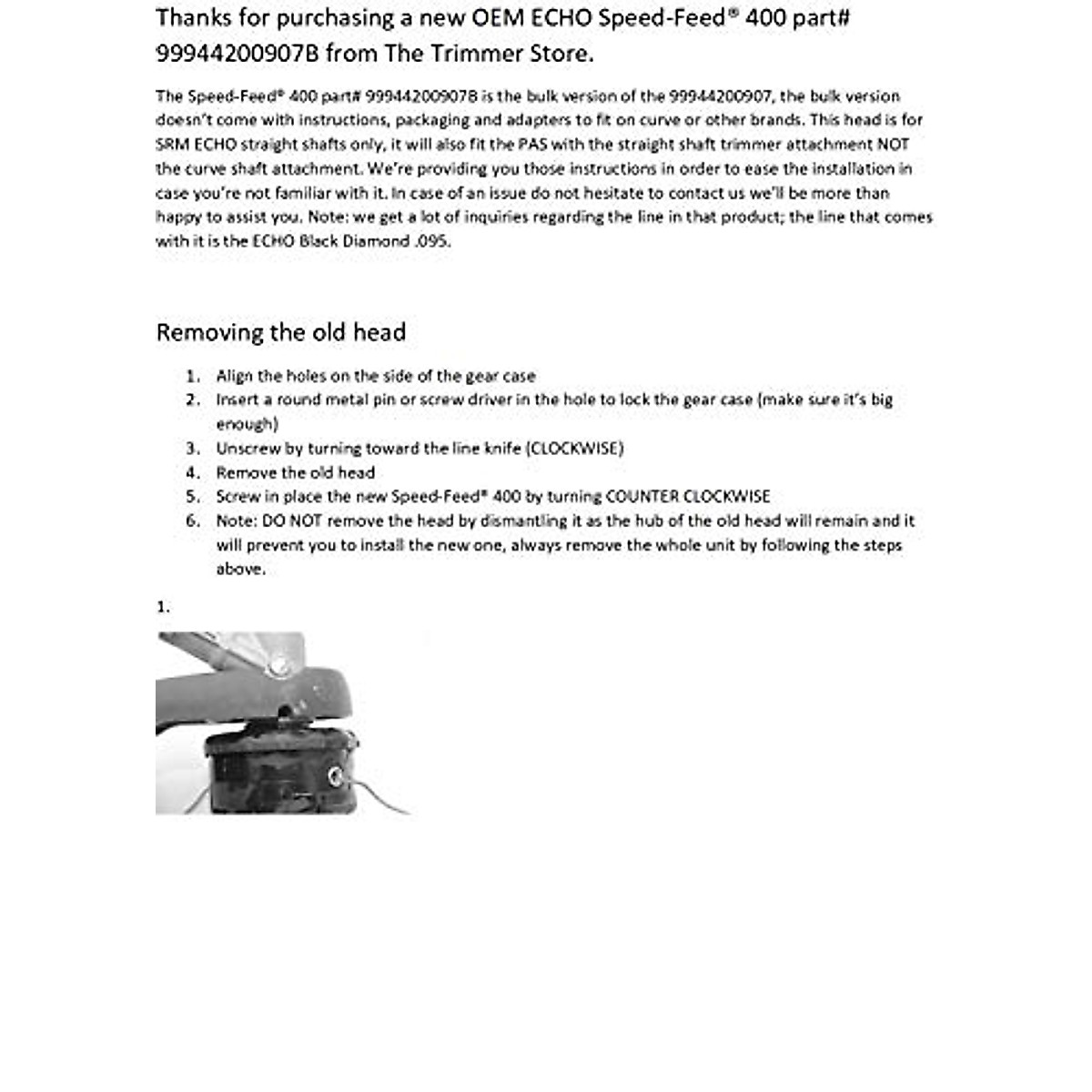 Echo 99944200907b New Genuine Speed Feed 400 Head fits All SRM Trimmers!!