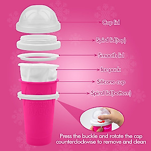 Slushie Maker Cup - DIY Magic Slushy Maker Squeeze Cup for Homemade Milk Shake Ice Cream Maker, Portable Smoothie Squeeze Cup for Juices and Milk, Birthday Gifts for Friends&Family(Pink)