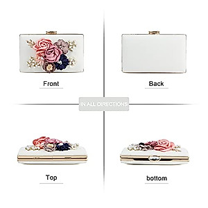 Lanpet Women's Evening Bag for Women, Flower Wedding Evening Purse Bride Floral Clutch Bag Beaded Evening Handbag