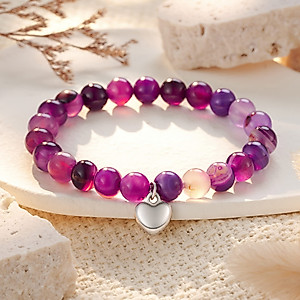 HGDEER Get Well Soon Gifts for Women Crystals Stone Bracelet for Women Purple Gifts, Bracelets for Women, Amethyst Bracelet