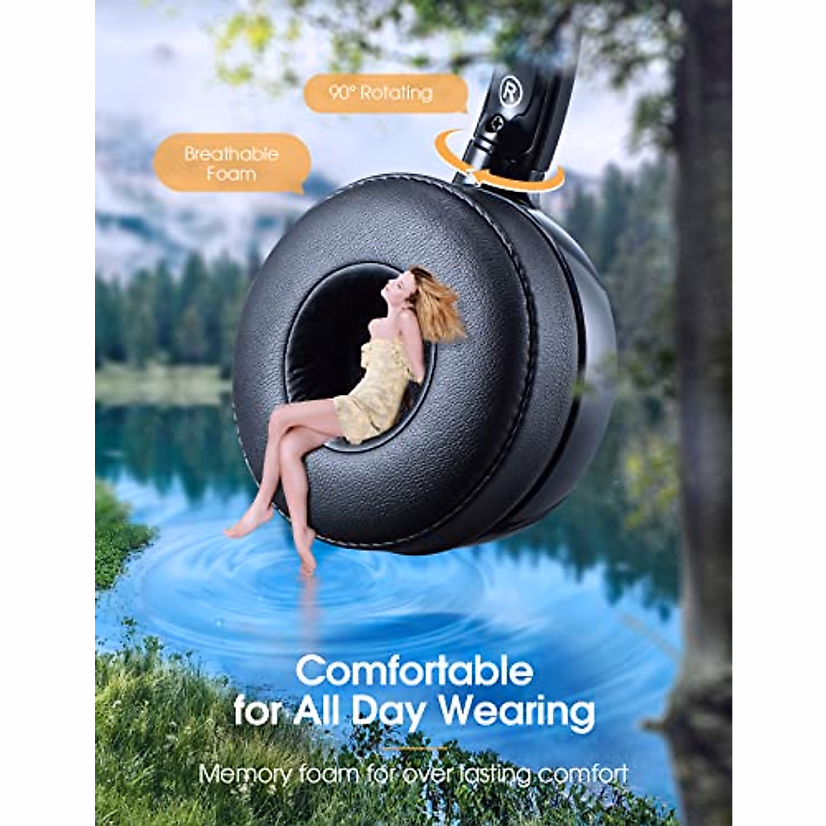 USB Headset with Microphone for PC, Adjustable Boom Mic, Inline Volume Control & Mute, Wired Cell Phone Headphones for Kids, 3.5mm Stereo Computer Headset for Home Office, Call Center, School