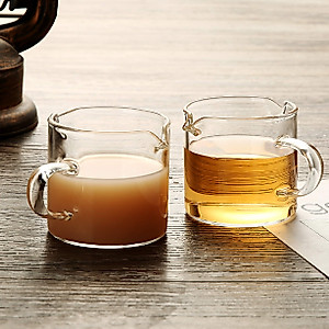 BCnmviku Shot Glasses Espresso Parts Double Spouts Milk Cup Clear Glass (Clear Glass-2Pack)