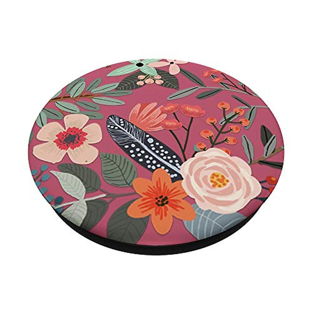 Cute Colorful Pink Garden Botanical Floral Pattern PopSockets PopGrip: Swappable Grip for Phones & Tablets