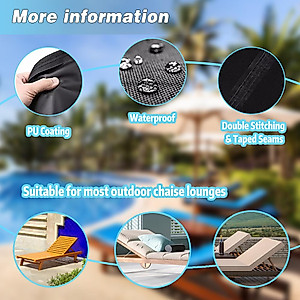 Patio Chaise Lounge Cover, Waterproof Black Chaise Lounge Chair Covers with Reflective Strip, Outdoor Pool Lounge Chair Covers for Outside (1)