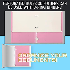 Two Pocket Portfolio Folders, 50-Pack, Pink, Letter Size Paper Folders, by Better Office Products, 50 Pieces, Pink