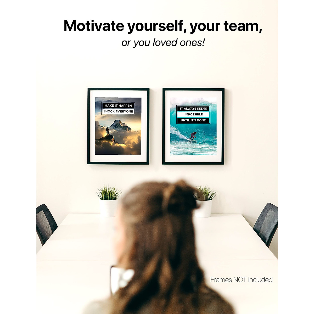 Motivational Wall Art - Inspirational Posters and Wall Art for Office, Home, Gym - Positive Quotes Wall Decor for Work Place - Inspiration Artwork for Business, Sports - 8x10inch, Set of 6 - UNFRAMED