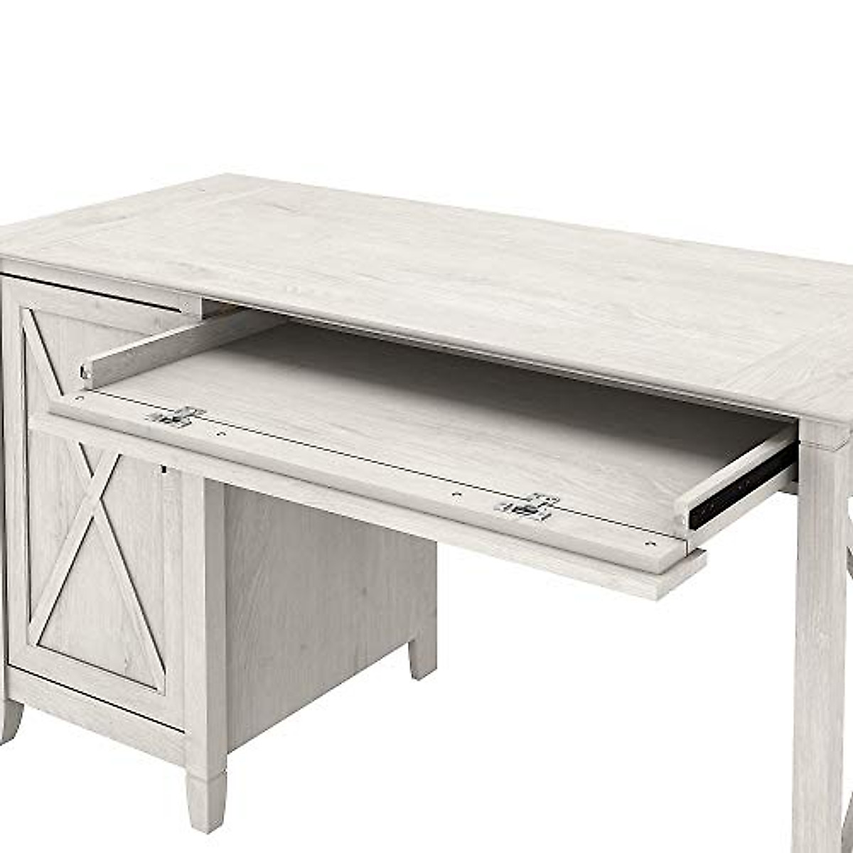 Bush Furniture Key West 54W Computer Desk with Storage and 2 Drawer Lateral File Cabinet in Linen White Oak